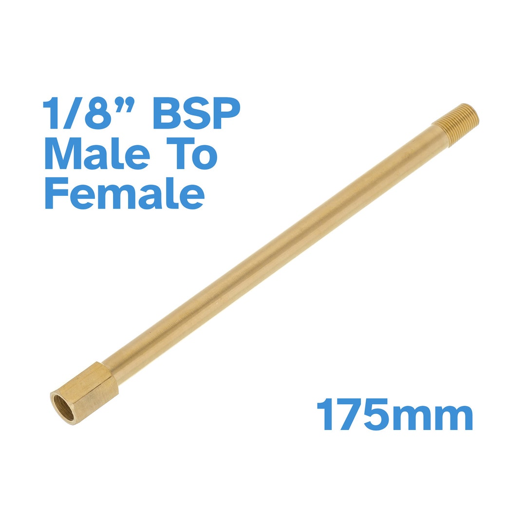 Brass 1/8 BSP Male to Female 175mm Pipe Extension Long Nipple Threaded ...