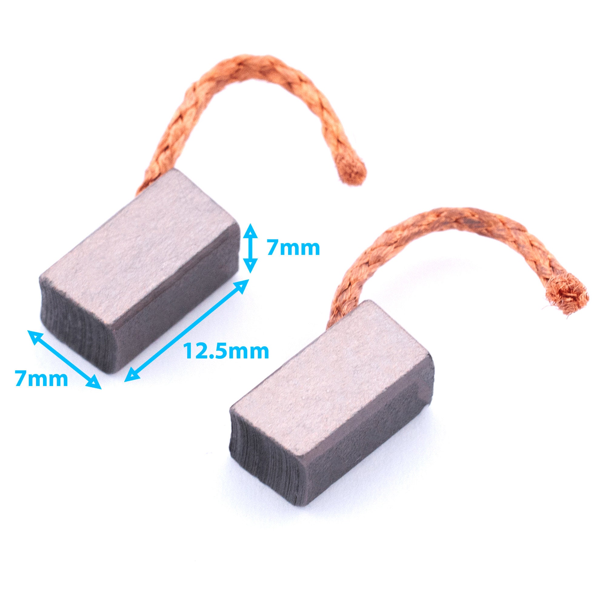 2pcs 12.5mm X 7mm X 7mm Carbon Motor Brush Copper Wire Electric ...