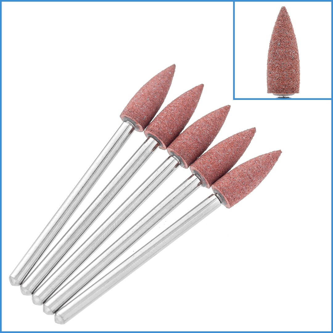 5pcs 240 Grit 5mm Diameter Diamond Silicone Rubber Burr Rotary Drill ...