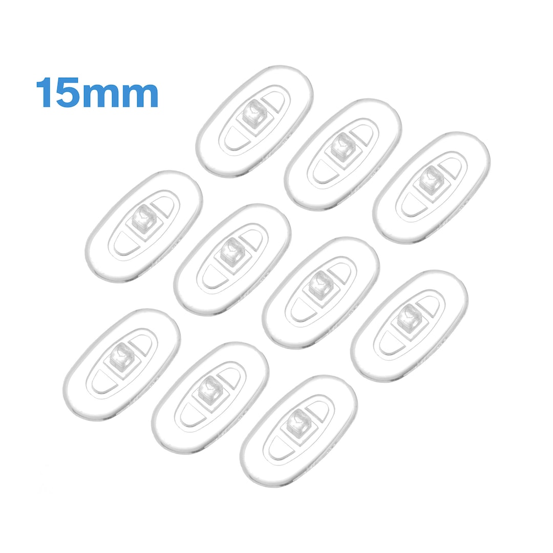 10pcs 15mm X 8mm Wide Oval Nose Pads Clear Silicone Eyeglass Glasses ...