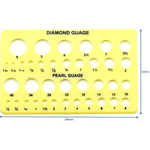 Diamond Pearl Diameter Gauge Sizer (1/64 - 6 Carat & 1/2 - 40 Grain ...
