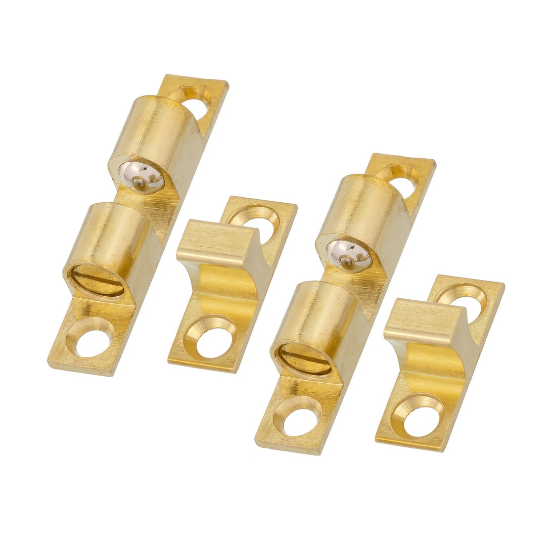 2 Sets 42mm Brass Plated Cabinet Door Double Ball Catch Stopper ...
