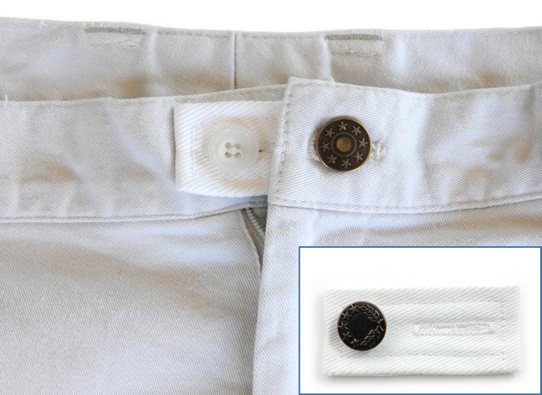 White Cotton Drill Waist Line Extender - for Pants Shorts Jeans ...