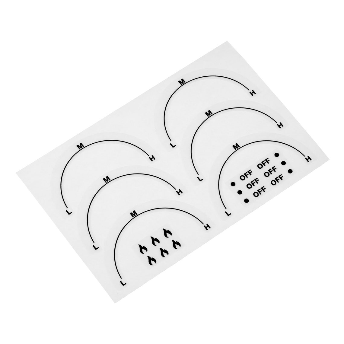6 Clockwise L-M-H Line Top Half Self Adhesive Labels - Black Print ...
