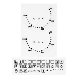 44x Combo Symbols & 50-250 Degree Gradient Dial Temperature Labels ...