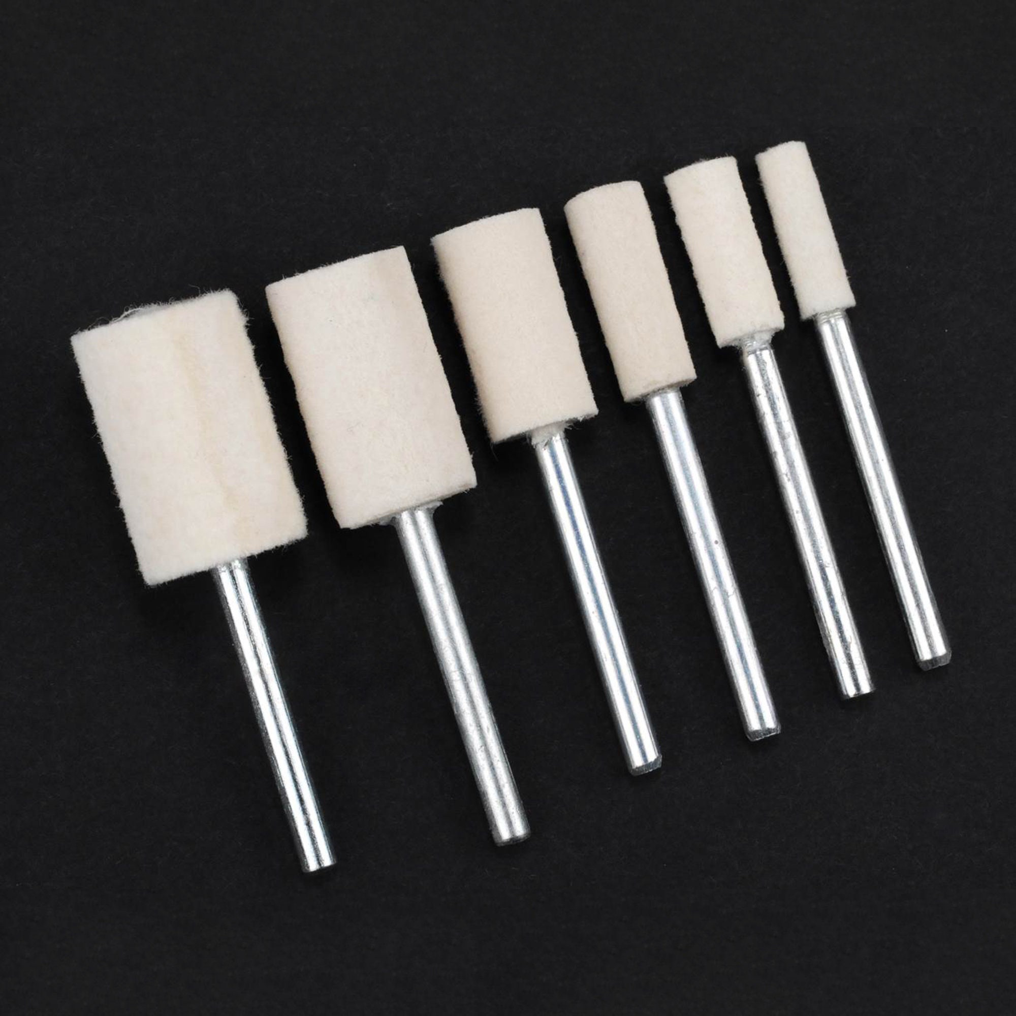 6pcs 4-12mm Cylinder Hard Wool Felt Bits 3mm Shank Polish Polishing ...