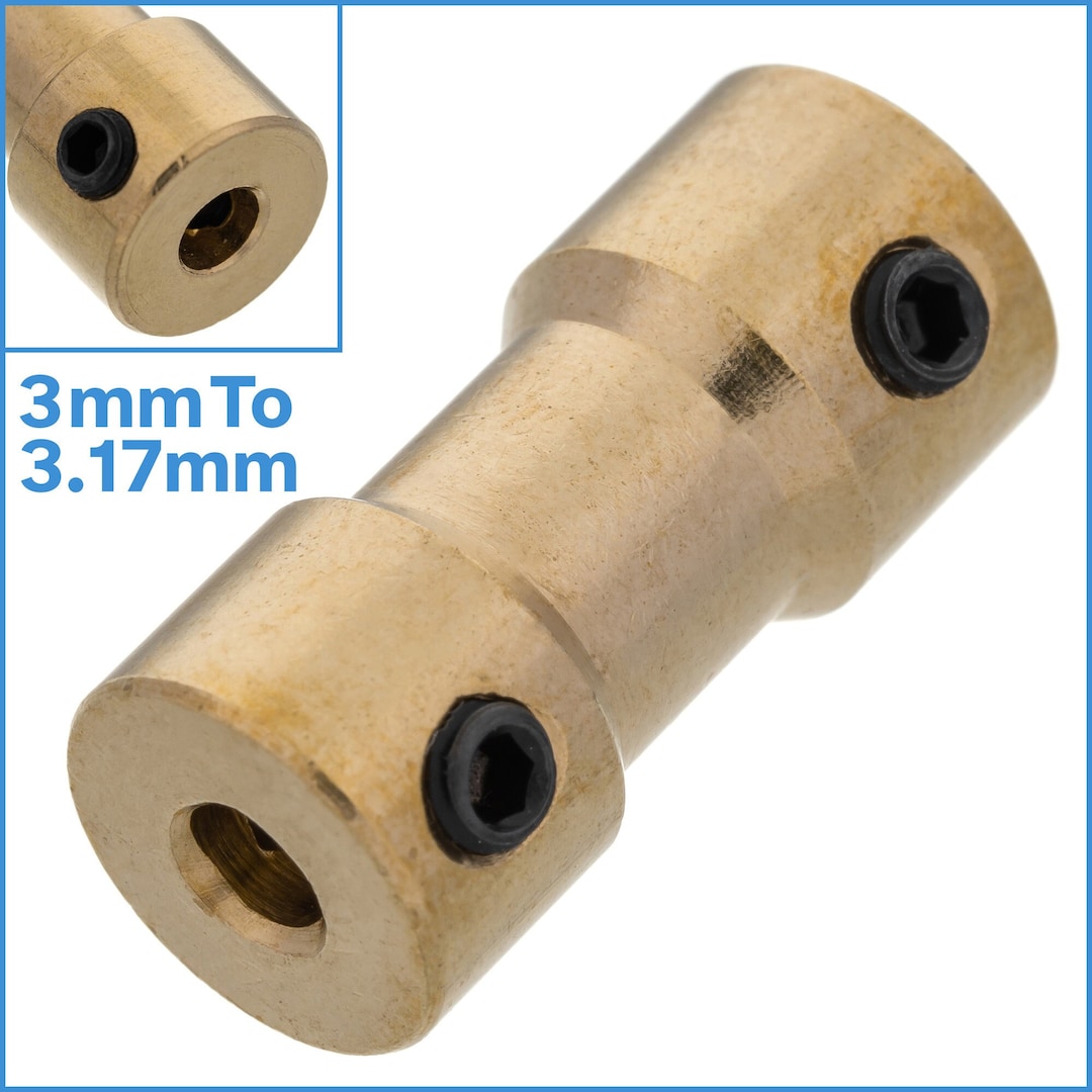 3mm to 3.17mm Brass Motor Shaft Coupler Solid Straight Drive Connector ...
