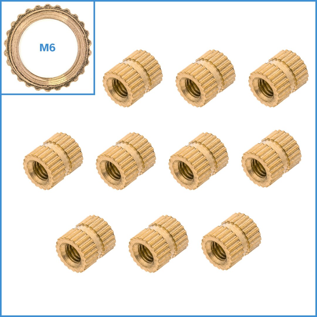 10pcs M6 Thread 8mm X 8mm Knurled Nuts Solid Brass Hand Tighten Double ...