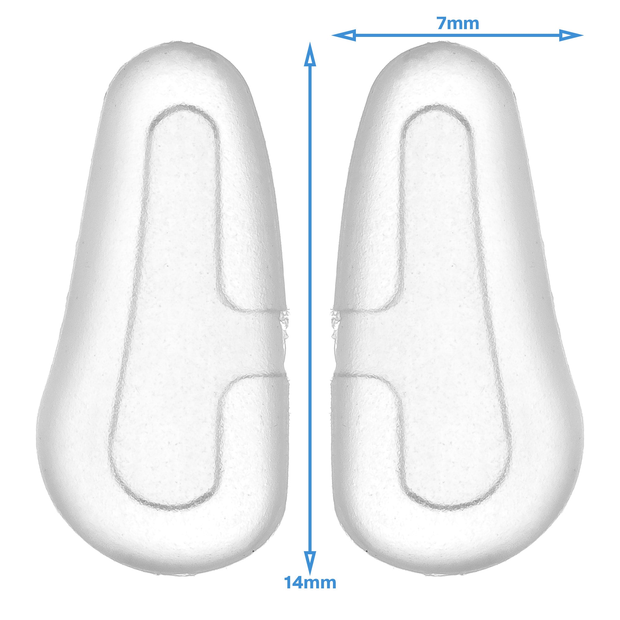 5 Pairs 14mm X 7mm Slot in Teardrop Nose Pads Frosted Silicone Eyeglass ...