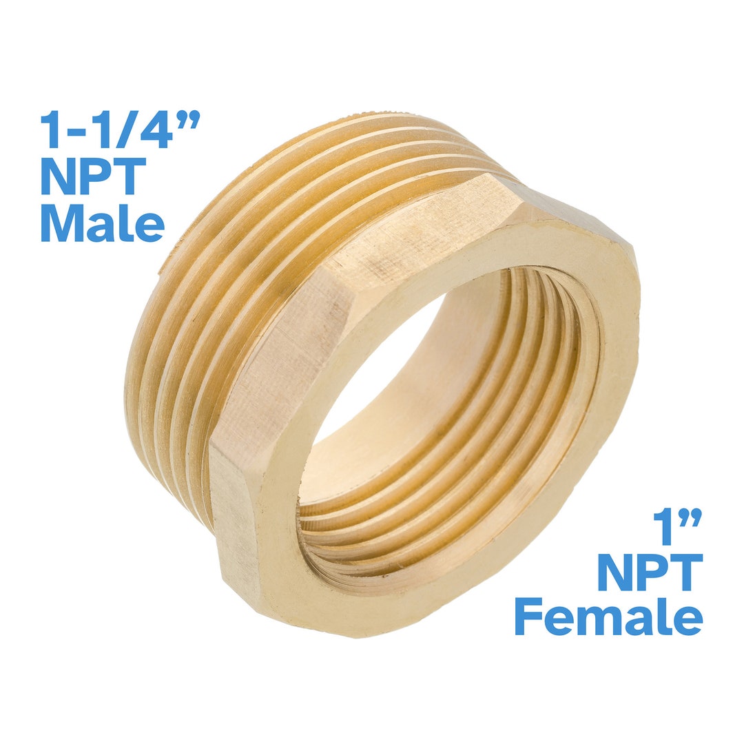 1-1/4" NPT Male to 1" NPT Female Brass Pipe Reducer Low Profile 22mm ...