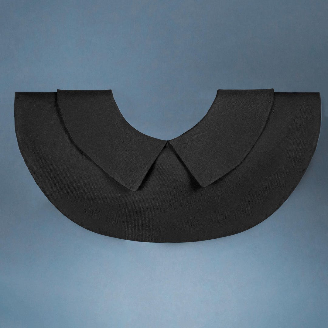 Black False Pointed Peter Pan Button Collar Polyester Plain Design for ...