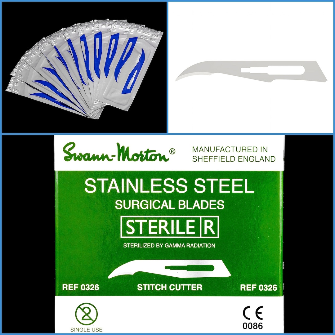 10pcs Swann Morton Stitch Cutter Stainless Steel Sealed Sterile Scalpel ...
