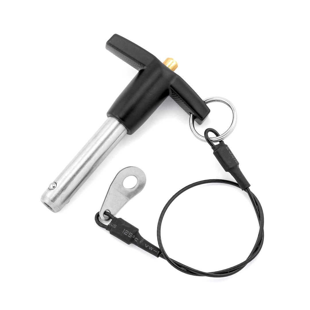 10mm X 35mm Ball Lock Pin With Cable & Black T Head Stainless Steel ...