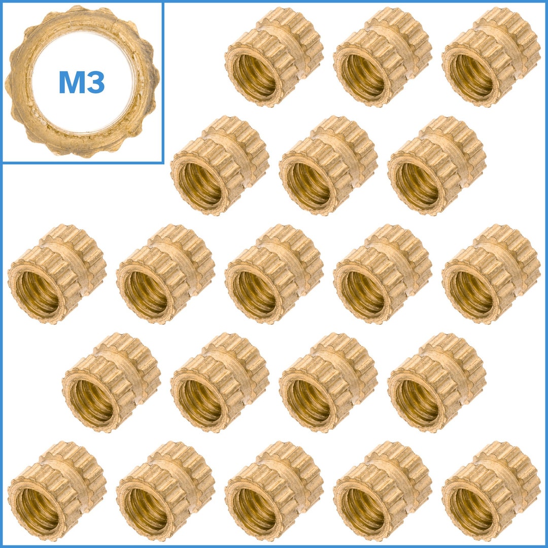 20pcs M3 Thread 4mm X 4mm Knurled Nuts Solid Brass Hand Tighten Double ...