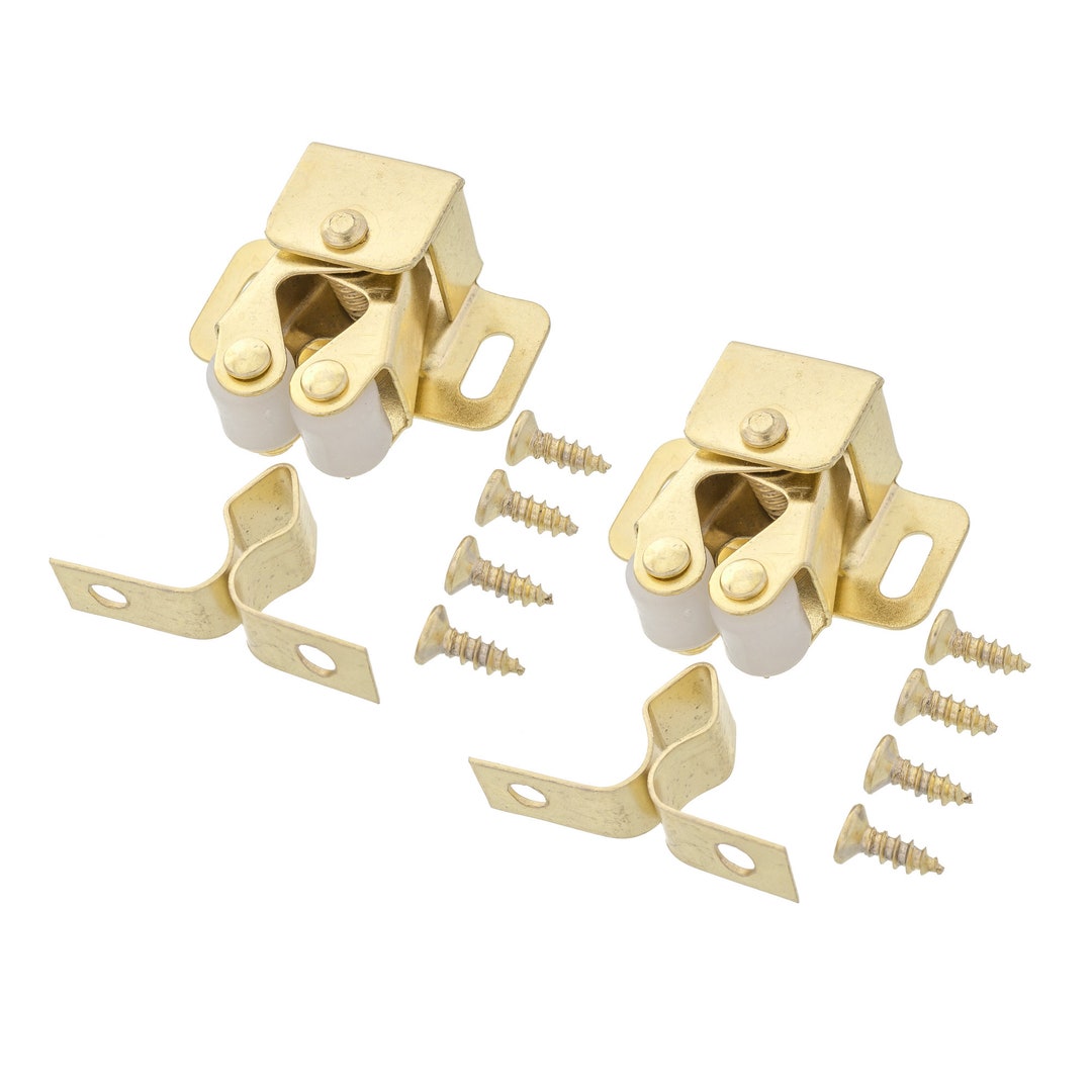 2 Sets Gold Cabinet Door Double Roller Catch Stopper With Screw ...