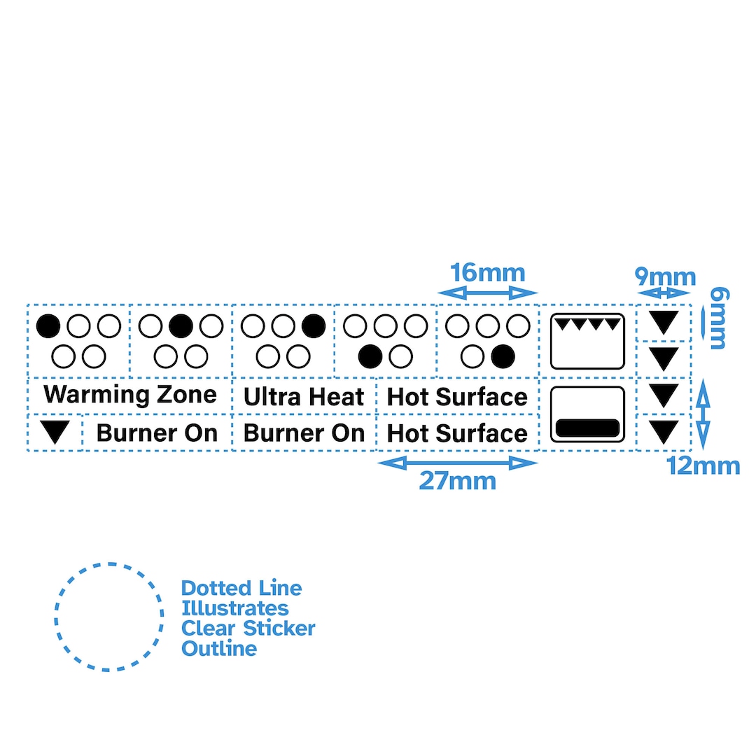 5 Hob Stove Self Adhesive Labels - Black Print With Clear Background ...