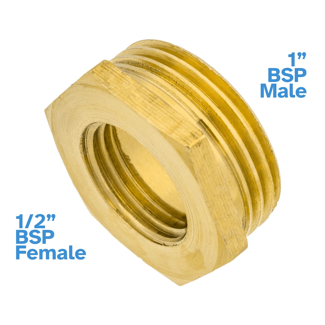 1 BSP Male to 1/2 BSP Female Brass Pipe Fitting Coupler 14mm Length Hex ...