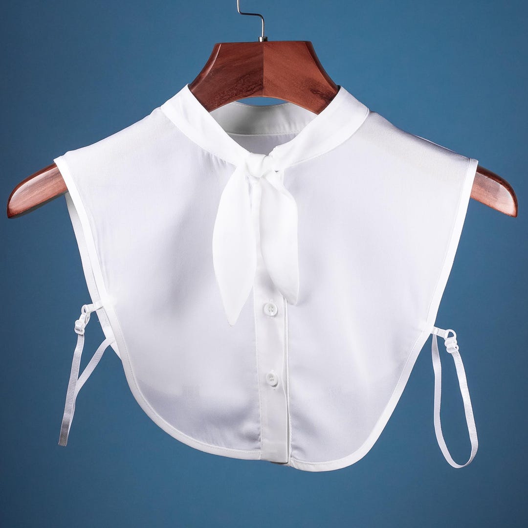 White False Satin Collar Sailor Tie Neck Design for Women Girl Ladies ...