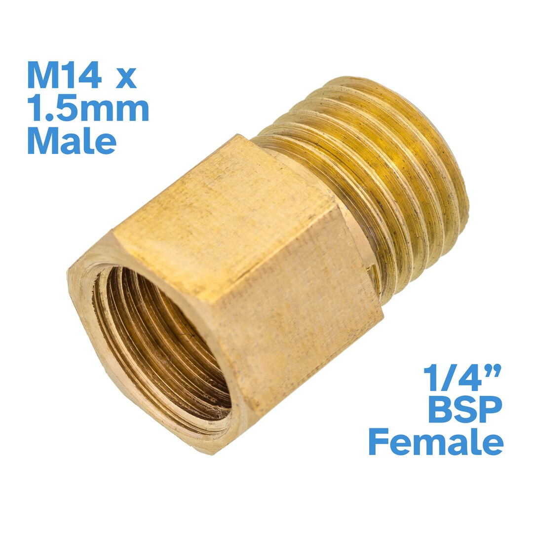 M14 X 1.5mm Male to 1/4" BSP Female Brass Pipe Fitting Coupler Reducer ...