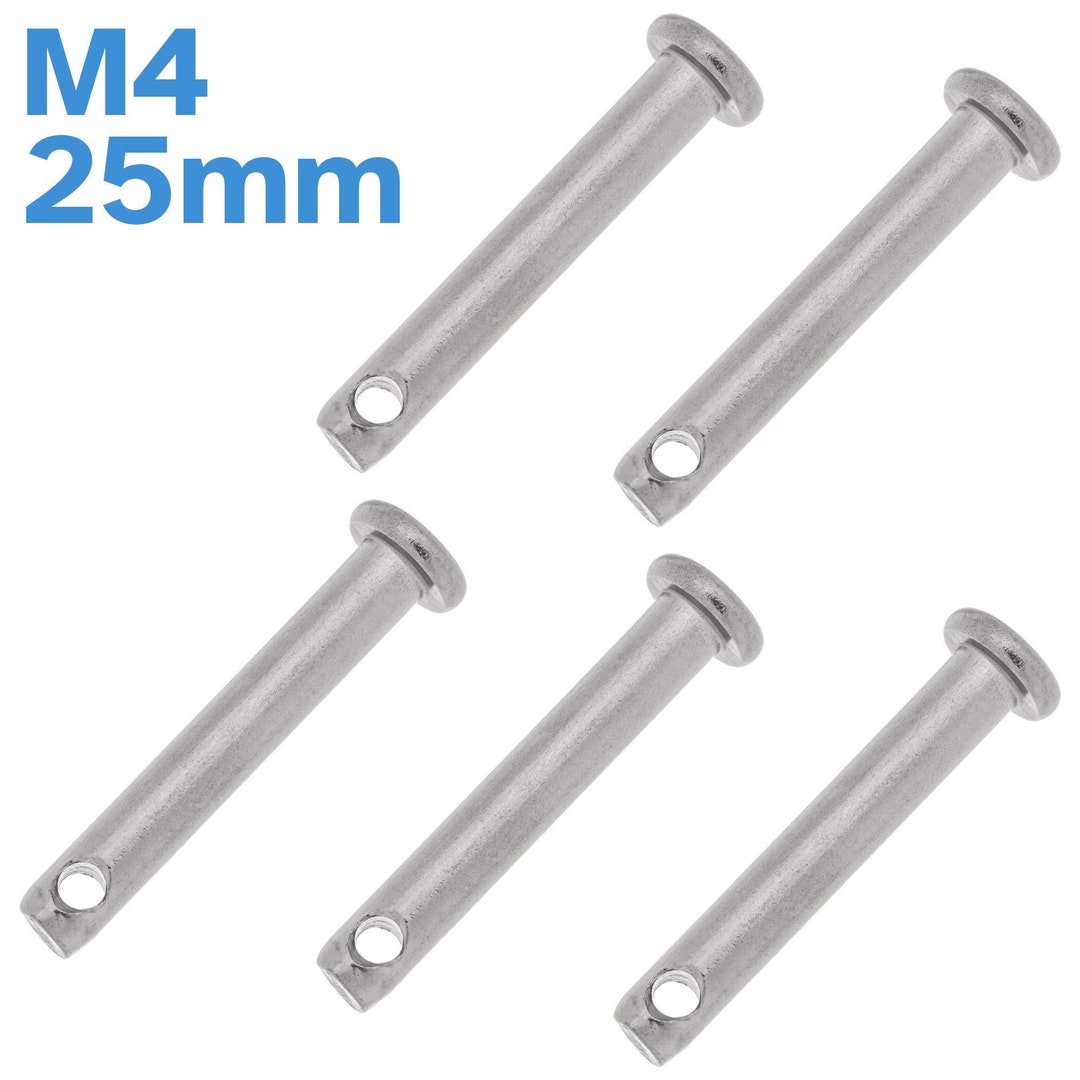 5pcs M4 4mm X 25mm Clevis Pin 304 Stainless Steel Single Hole Flat Head ...