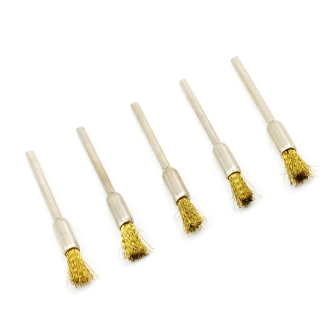 5pcs 3mm Shank Brass Wire Brush Bit Pen Style Buffer Buffing Polish ...