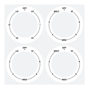4 Dials Set Lo-med-hi AC/CCW Cooktop Burner Label Black Print Clear ...