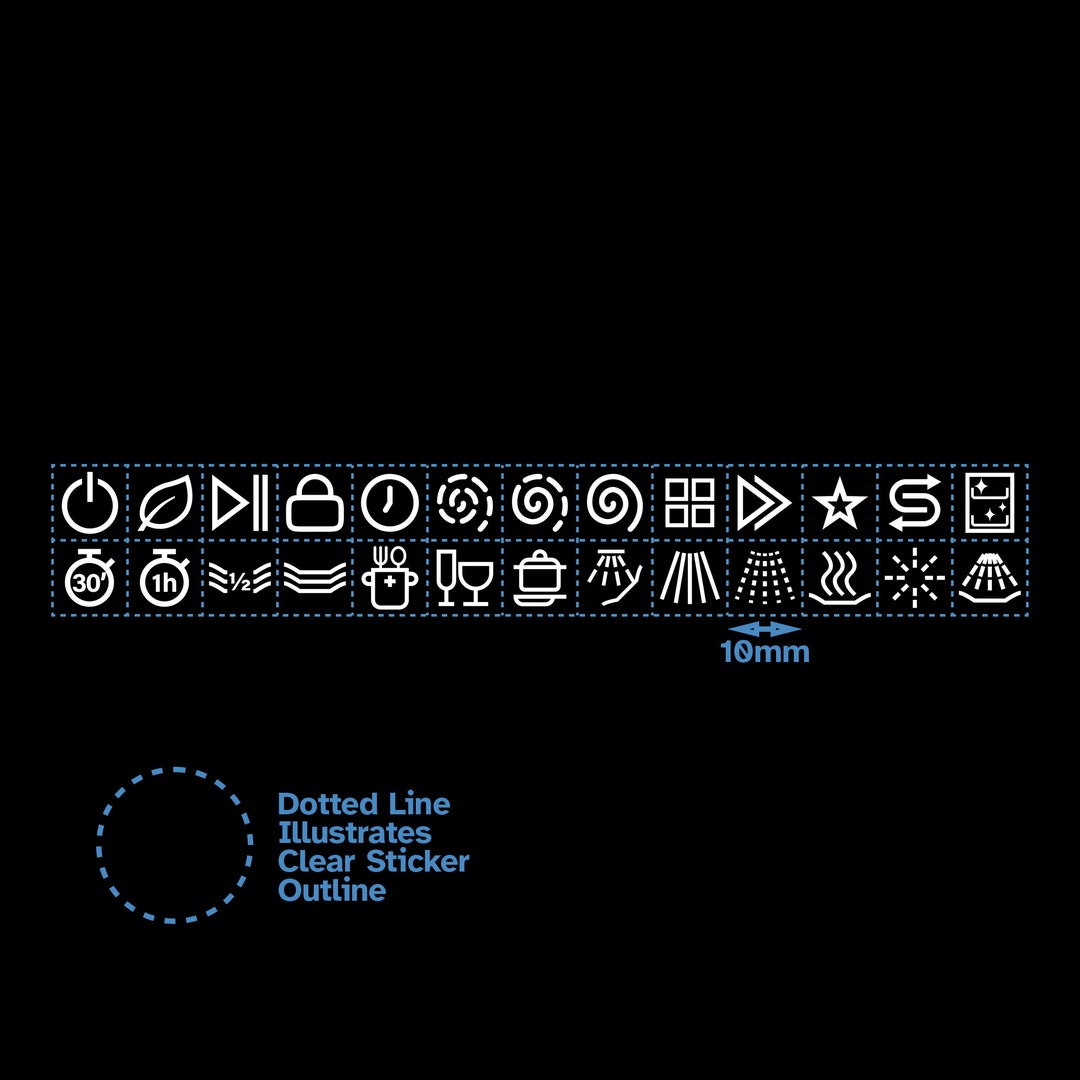 26pcs Dishwasher Symbols Self Adhesive Control Panel Label - White ...