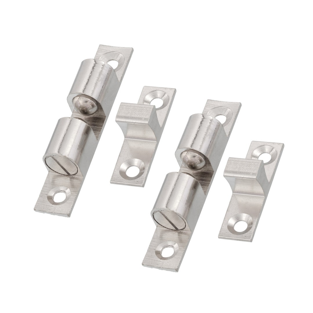 2 Sets 60mm Nickle Plated Cabinet Door Double Ball Catch Stopper ...