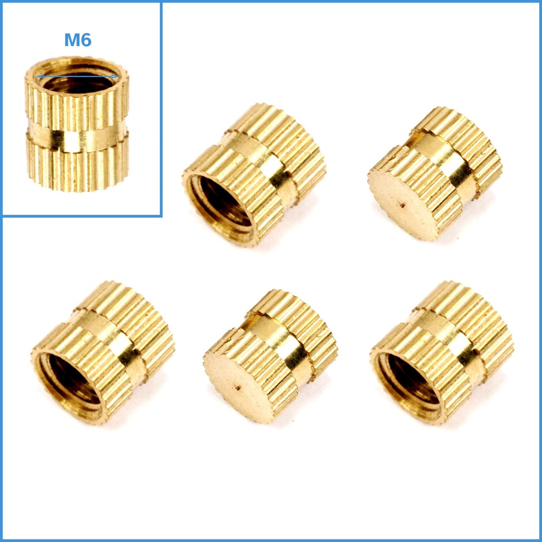 5pcs M6 Thread 8mm X 8mm Knurled Nuts End Blind Hole Nut Solid Brass ...