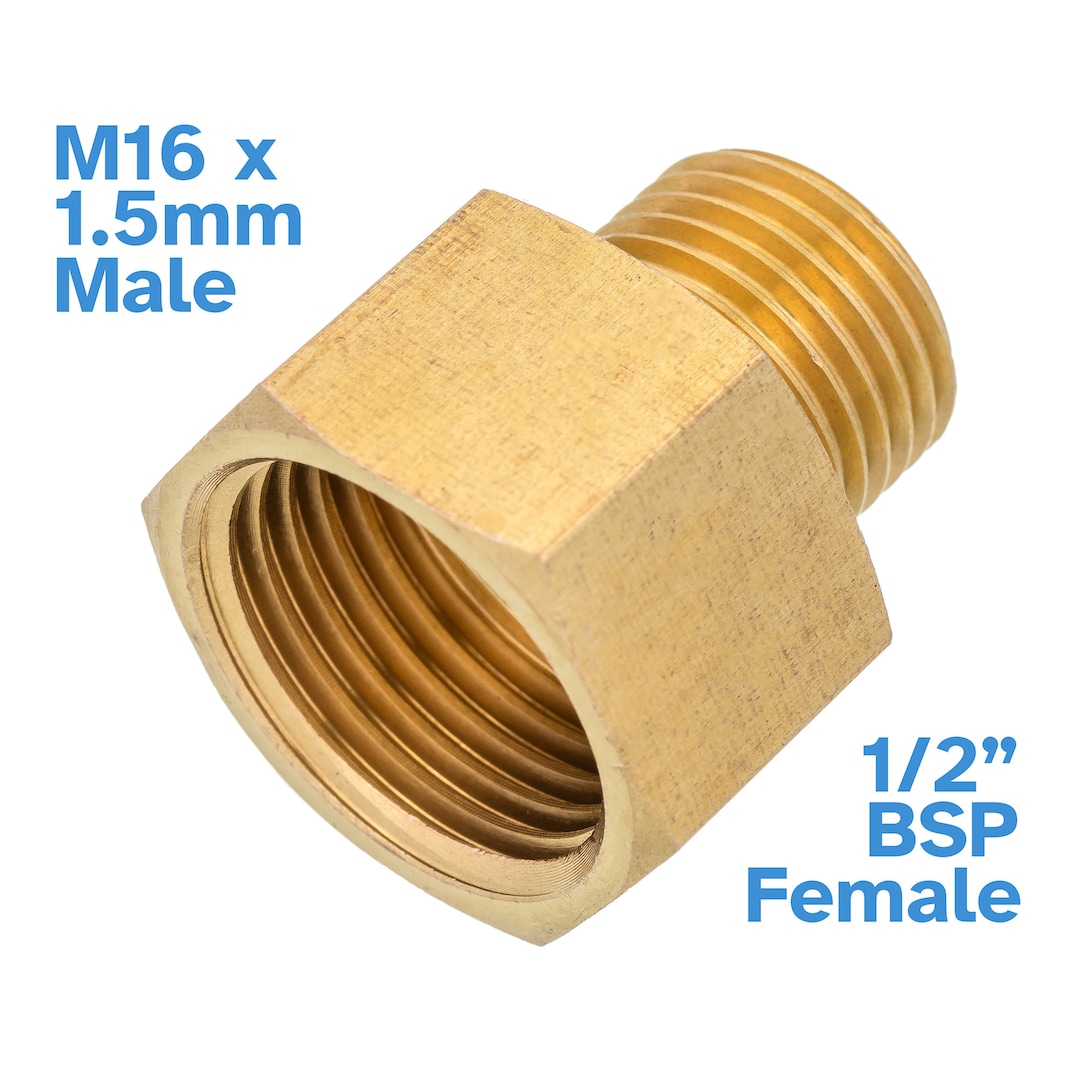 M16 X 1.5mm Male to 1/2" BSP Female Brass Pipe Fitting Coupler Reducer ...