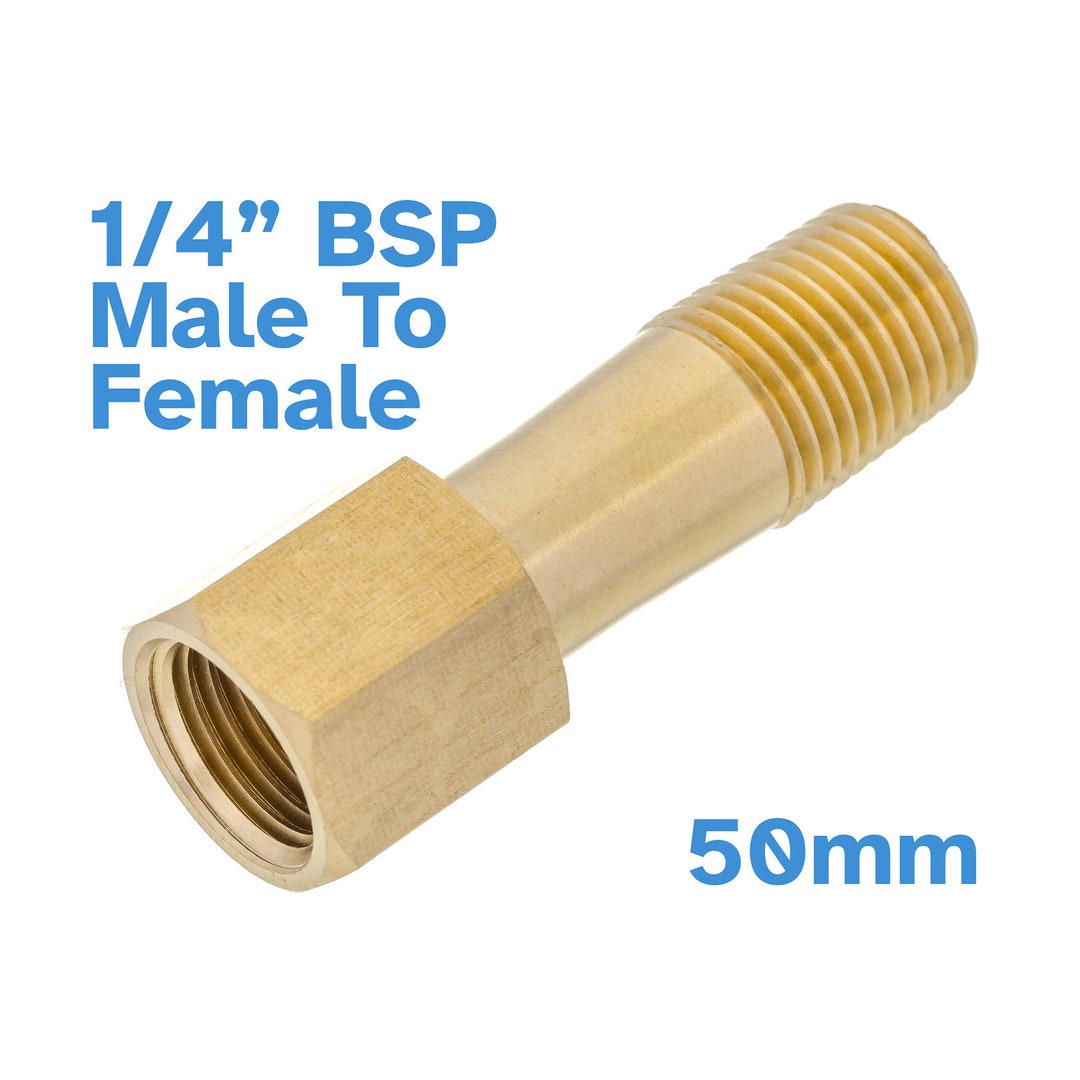 Brass 1/4" BSP Male to Female 50mm Pipe Extension Long Nipple Threaded ...