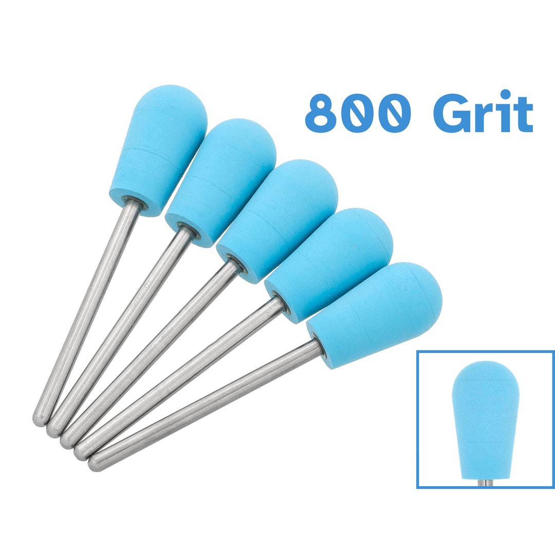 5pcs 800 Grit 10mm Tapered Dome Diamond Silicone Rubber Burr 2.35mm ...