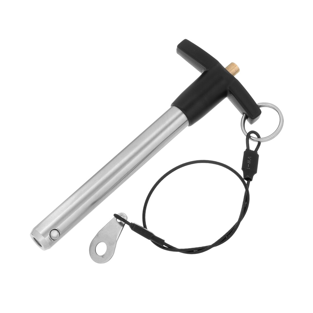 12mm X 80mm Ball Lock Pin With Cable & Black T Head Stainless Steel ...