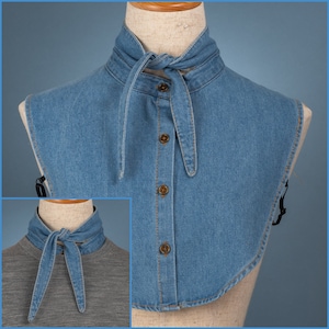 Light Blue Denim False Classic Cotton Collar Sailor Knot Style Design ...