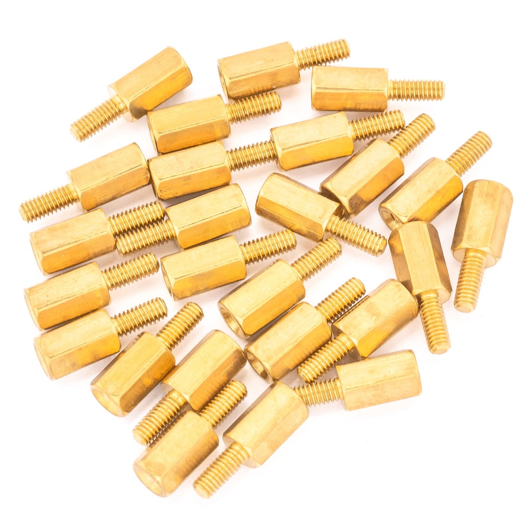 25pcs M2.5 8mm Brass Spacer Standoff Male to Female Hex Spacing Screw ...