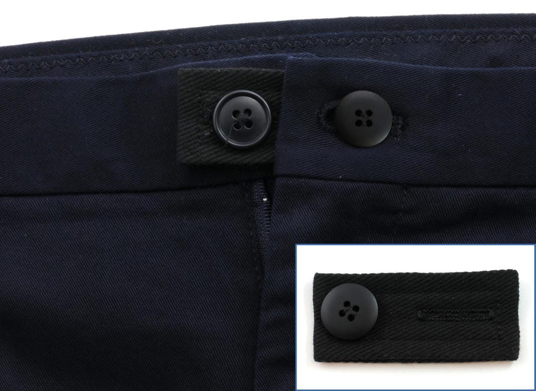 Black Cotton Drill & Black Button Waist Line Extender - for Pants ...