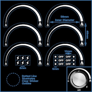 White 6 Flame Clockwise Gradient Top Half Self Adhesive Labels Clear ...