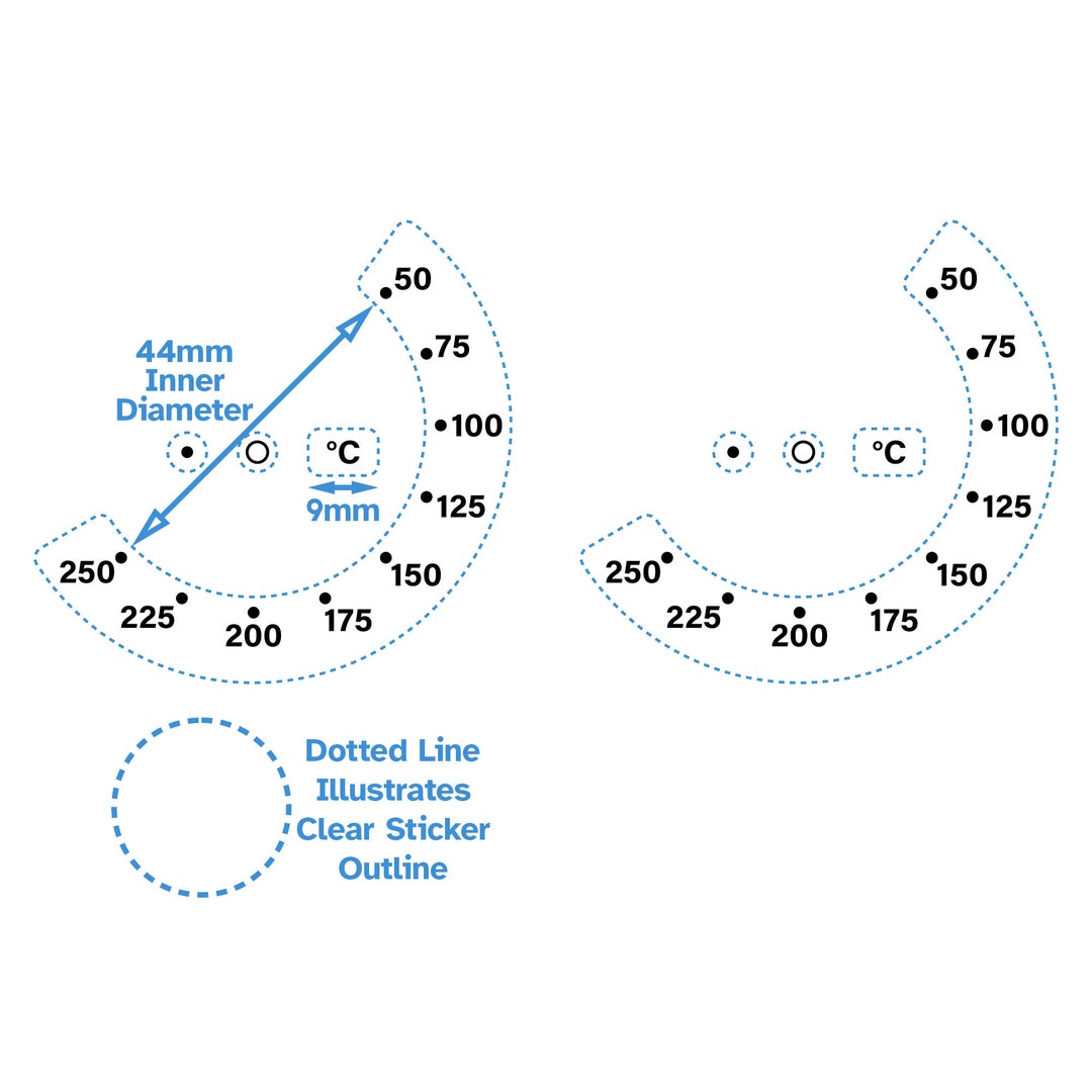 Pair 50-250 Degree Temperature Dial & Symbols Oven Self Adhesive Labels ...