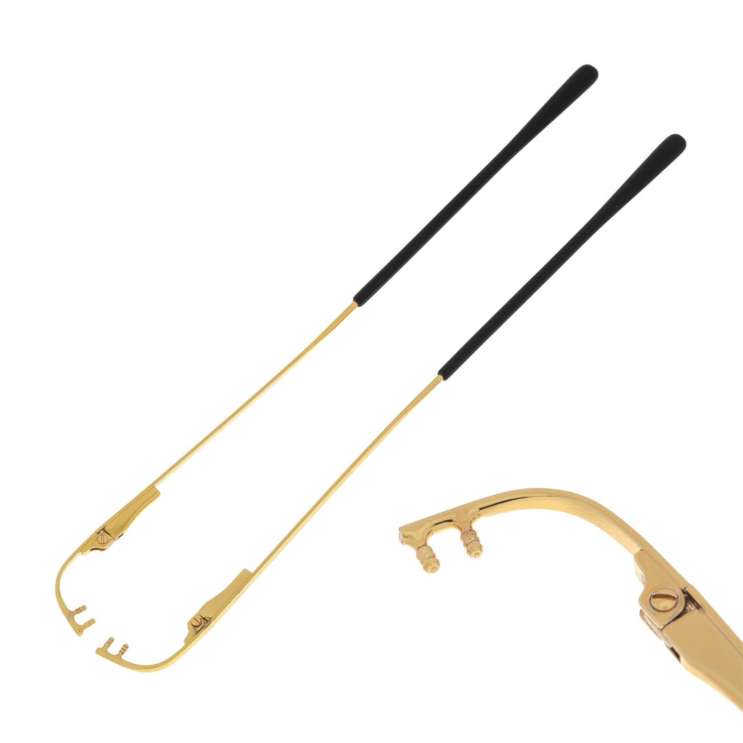 2pcs Gold Metal 15cm Rimless Eyeglass Spring Hinge Temple Arms With End ...