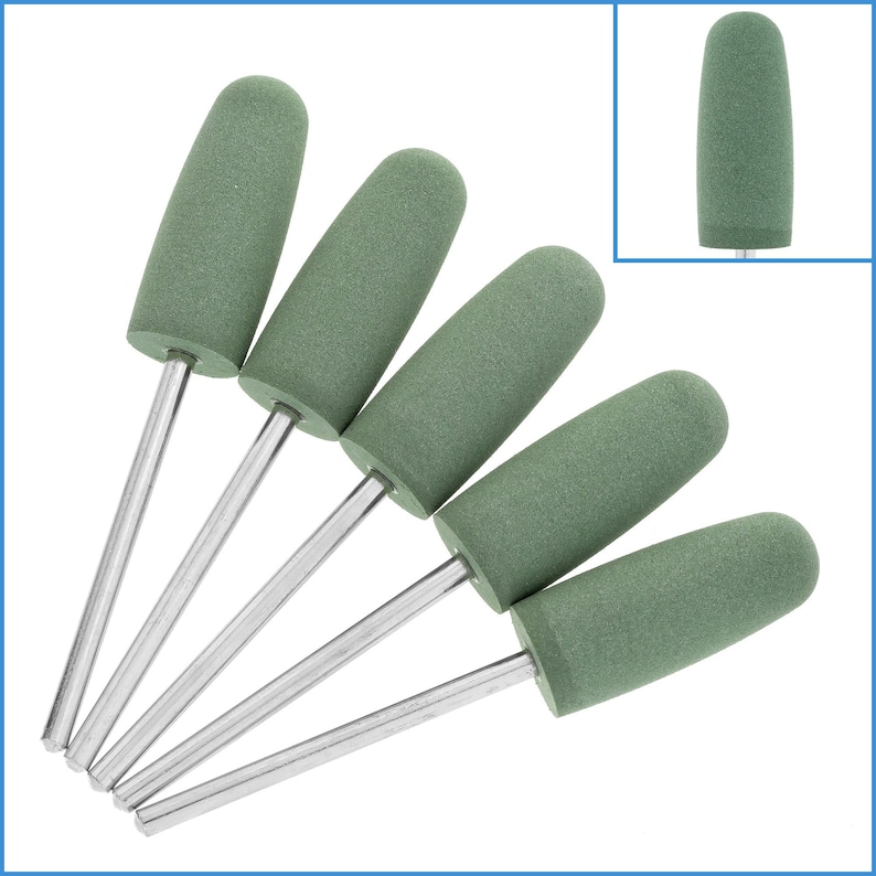 5pcs 320 Grit 10mm Blunt Head Diamond Silicone Rubber Burr Rotary Drill ...