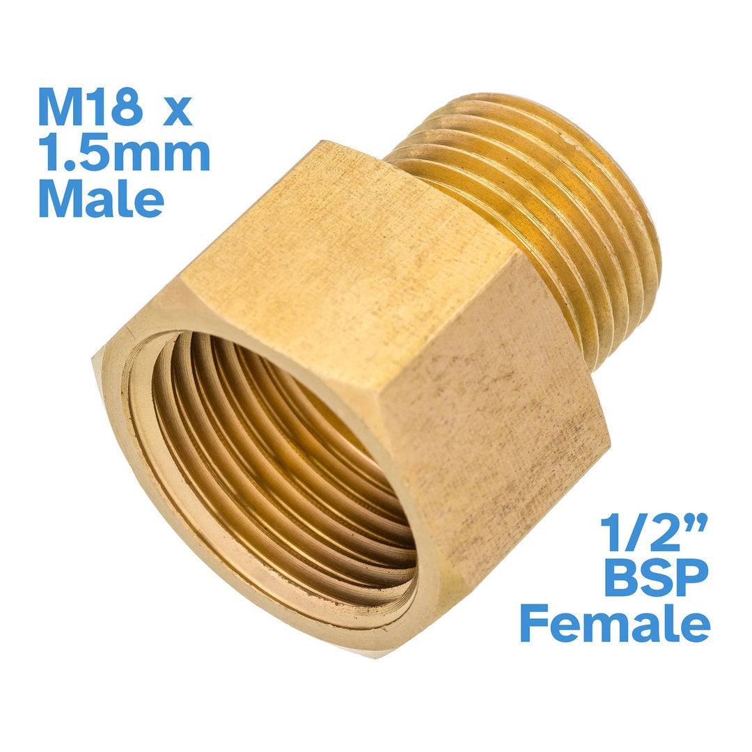 M18 X 1.5mm Male to 1/2" BSP Female Brass Pipe Fitting Coupler Reducer Hex Head Water Gas Oil ...