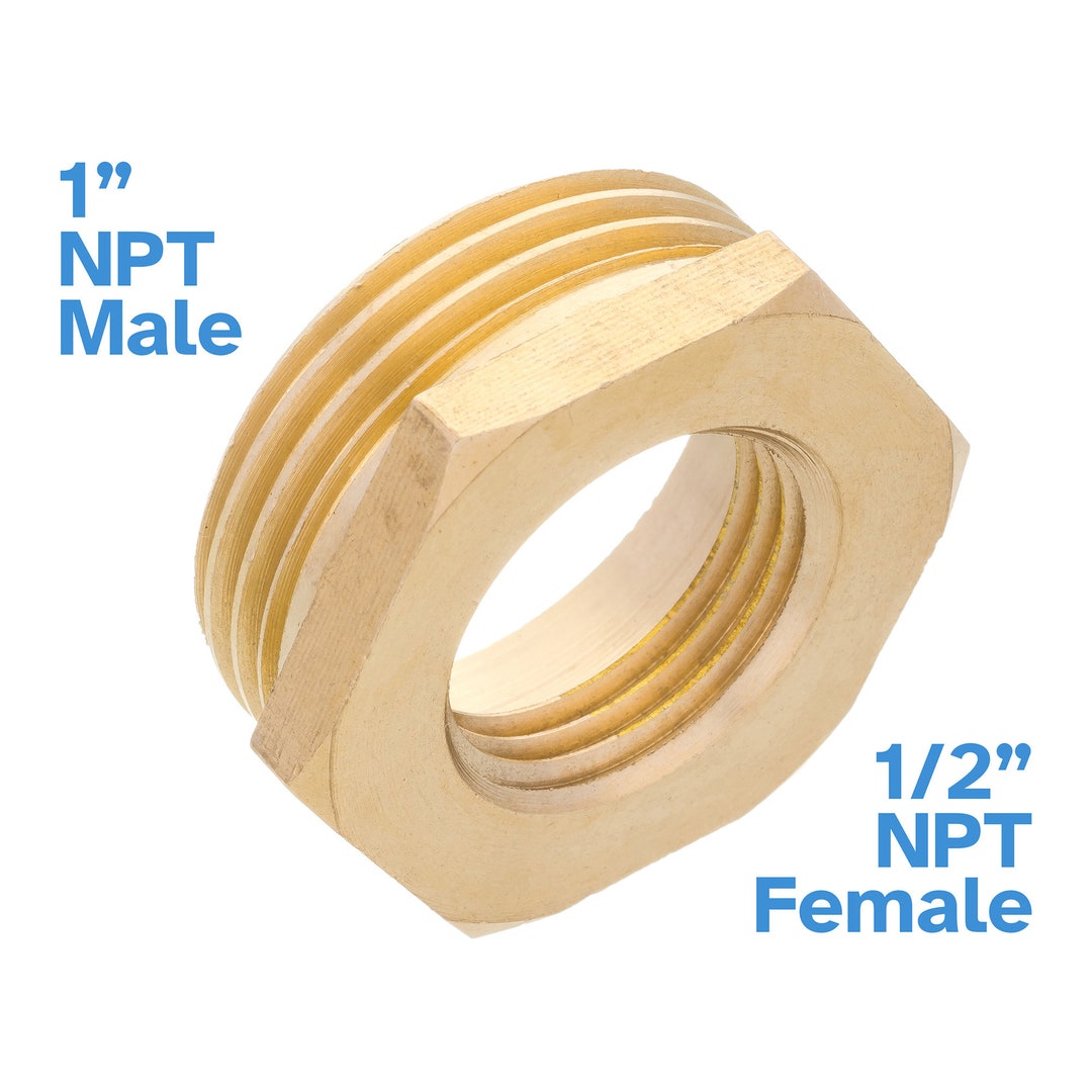 1 NPT Male to 1/2 NPT Female Brass Pipe Reducer Low Profile 15mm ...