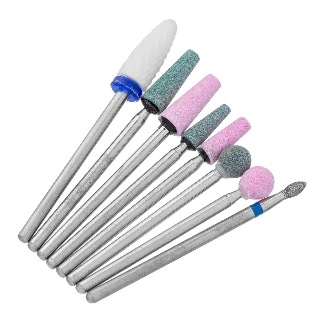 8pcs Stone Ceramic Diamond Burrs Rotary Drill Bit 2.35mm Shank Ball ...