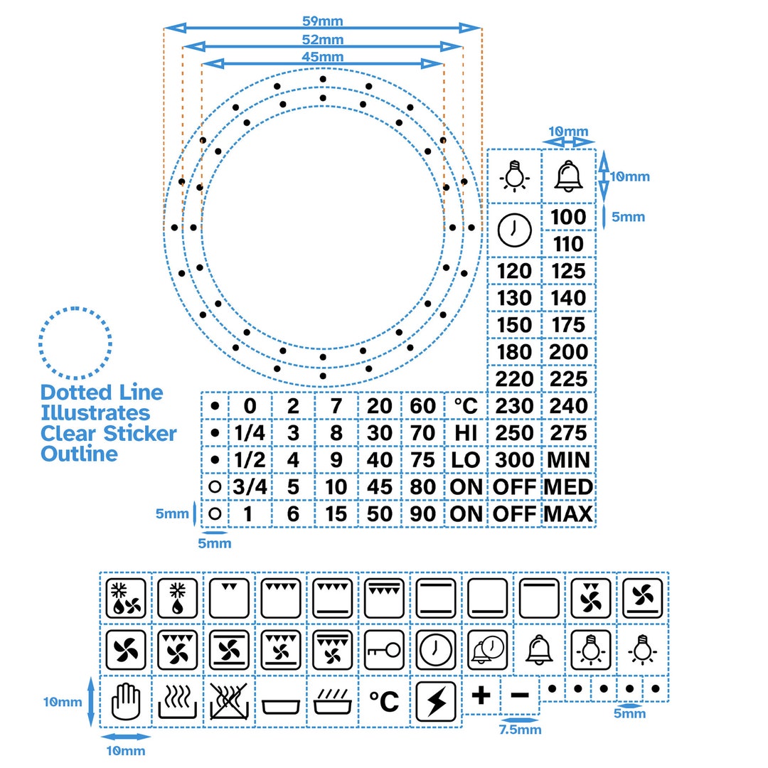 Combination Black Text 96pc Celsius Separate Symbols Two Ring 45mm 52mm ...