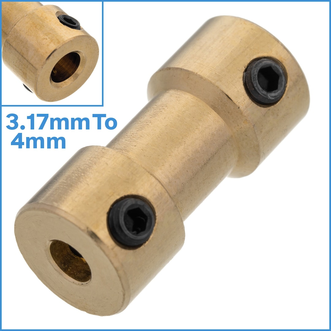 3.17mm to 4mm Brass Motor Shaft Coupler Solid Straight Drive Connector ...
