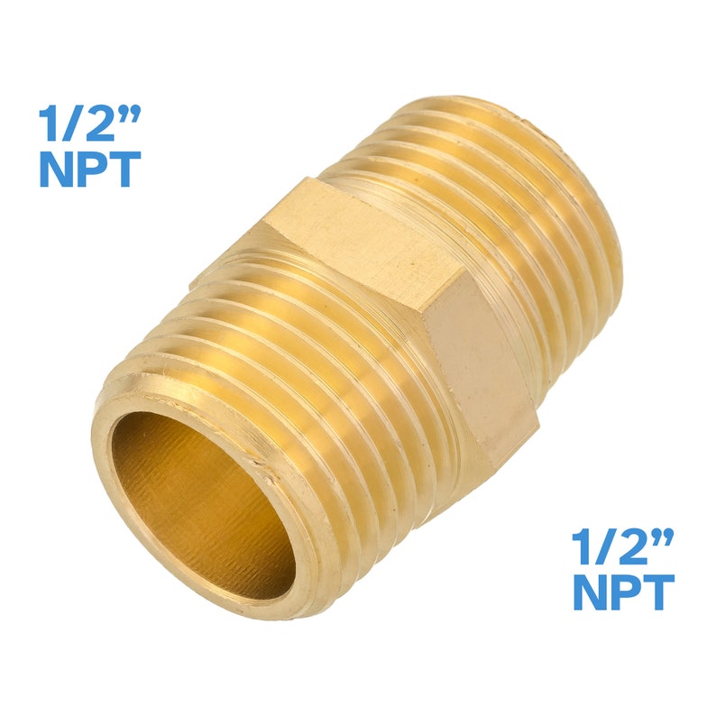 1/2" NPT Male to 1/2" NPT Male Brass Pipe Fitting 33mm Coupler Hex ...
