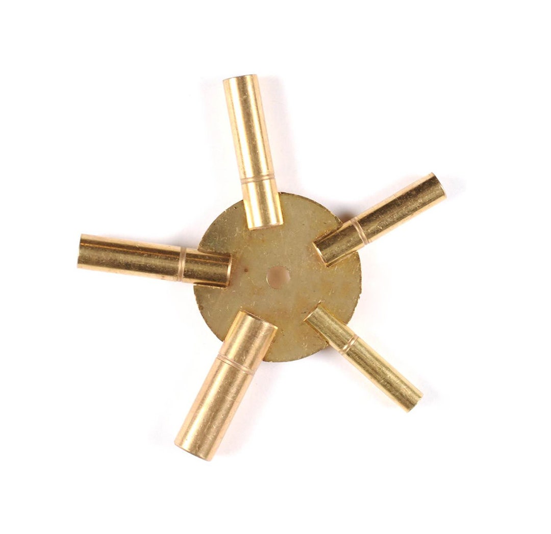 3 5 7 9 11 Size Brass Clock Winding Key 5 Prong Winder Crank Shaft ...