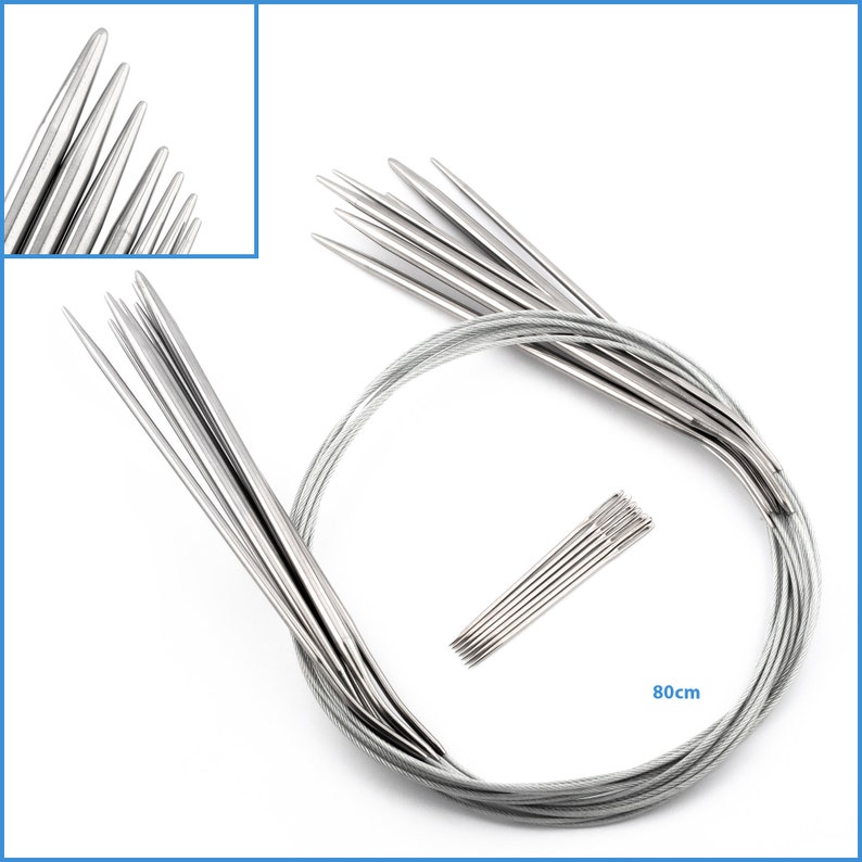 7pcs 80cm Stainless Steel Circular Knitting Needles 2mm - 5mm ...