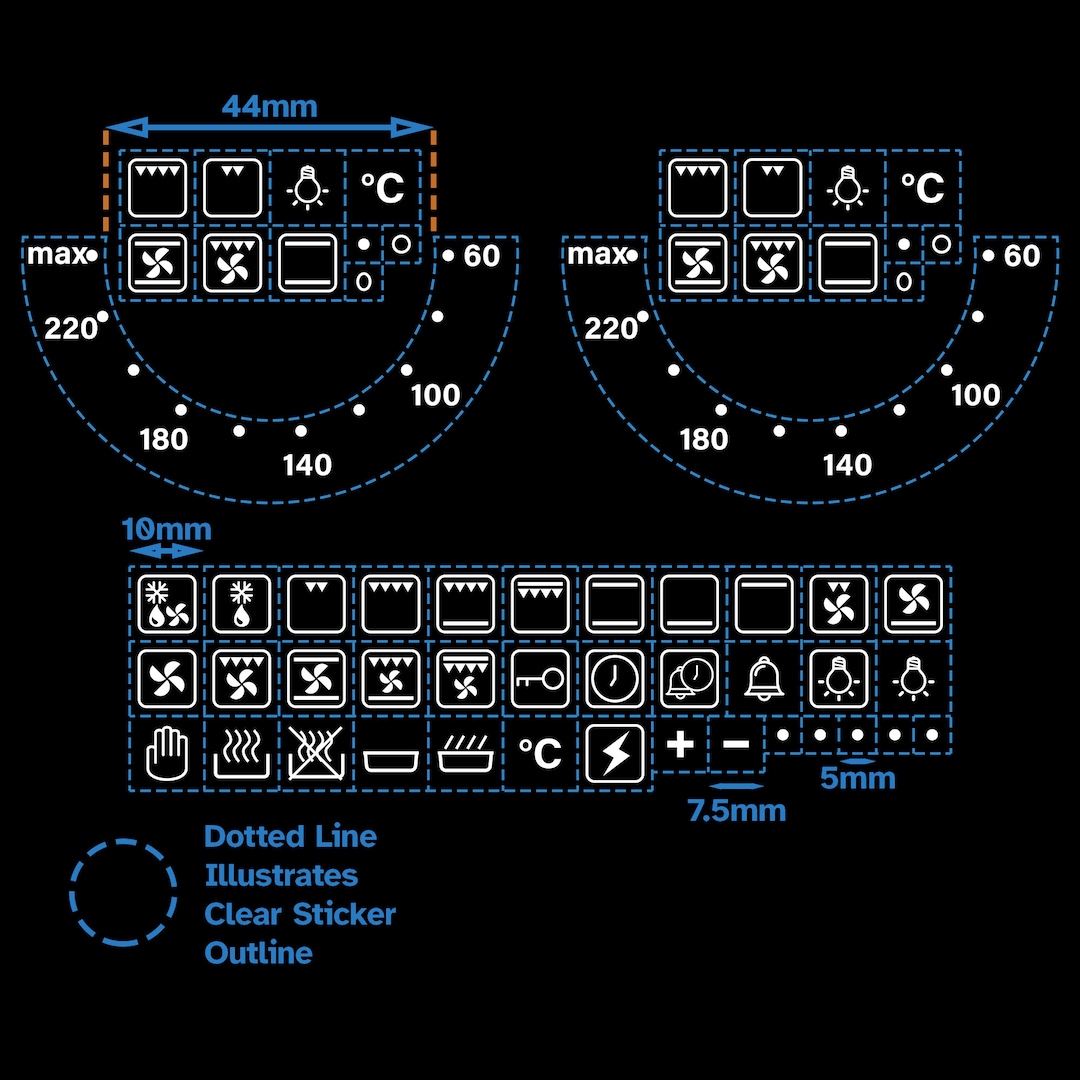 White Text 58pc Combination Symbols & 60-240/max Degree Temperature ...