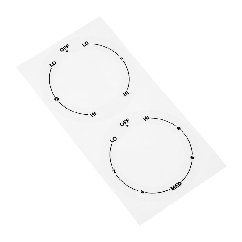 2 Dials Lo-hi Lo-med-hi AC/CCW Cooktop Burner Label Black Print Clear ...